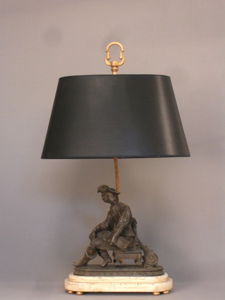 Table lamps | Antique man on bench figurine mounted as lamp. - Empel ...