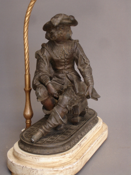 Table lamps | Antique man on bench figurine mounted as lamp. - Empel ...